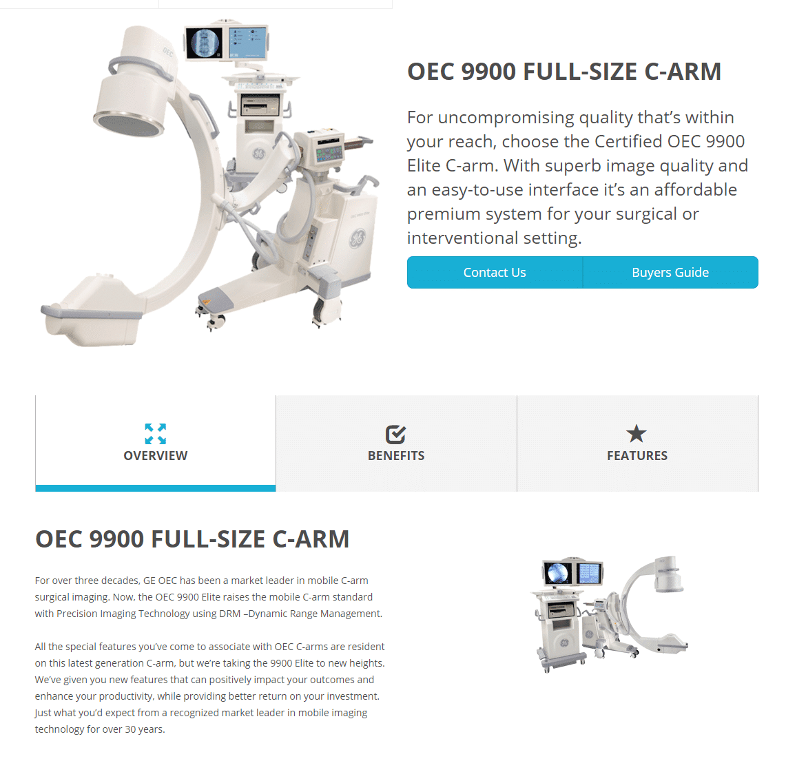 C-Arms Page Screenshot | Amber Diagnostics